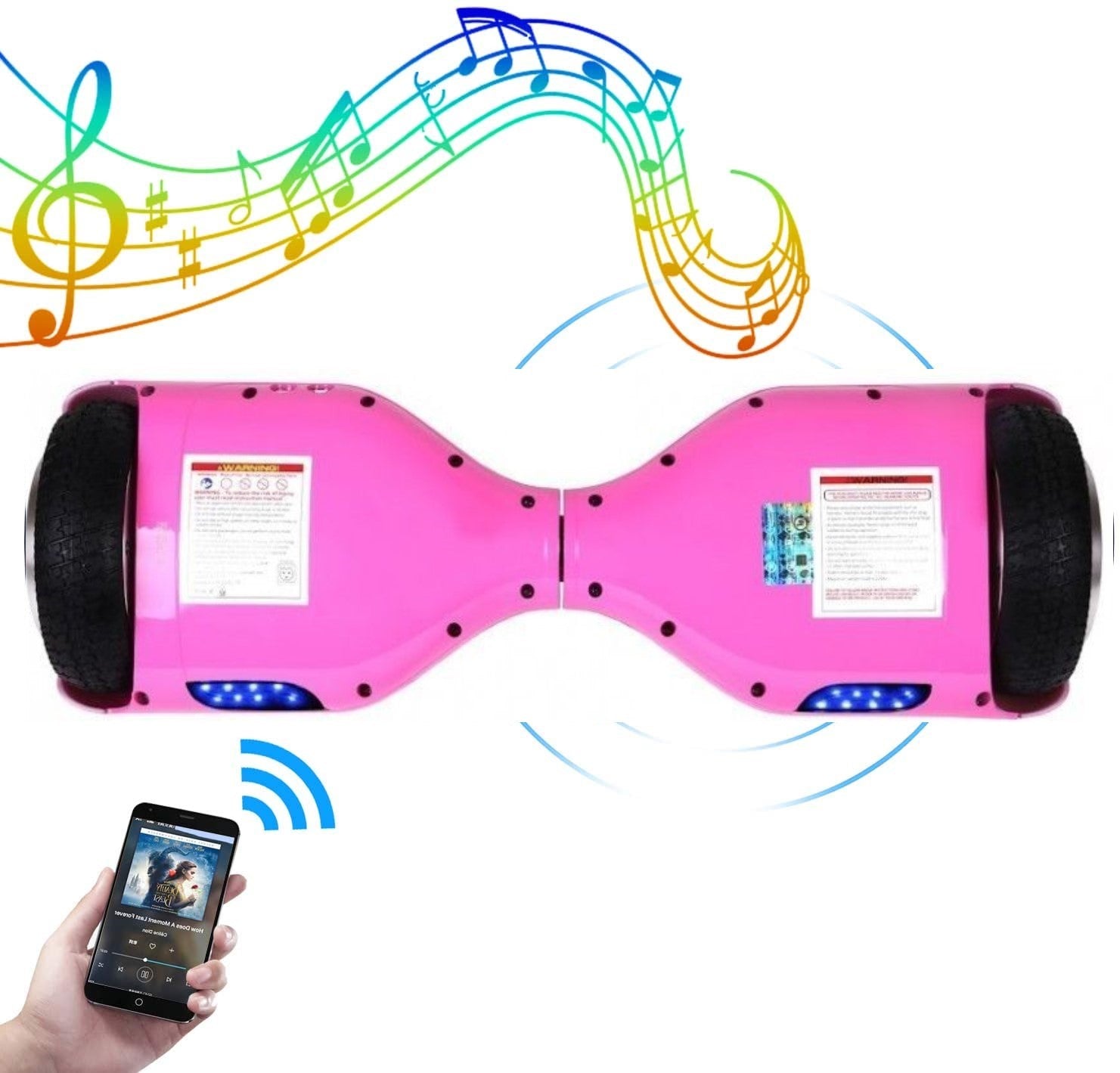GlareWheel M2 Hoverboard Light Up Wheels Bluetooth Pink